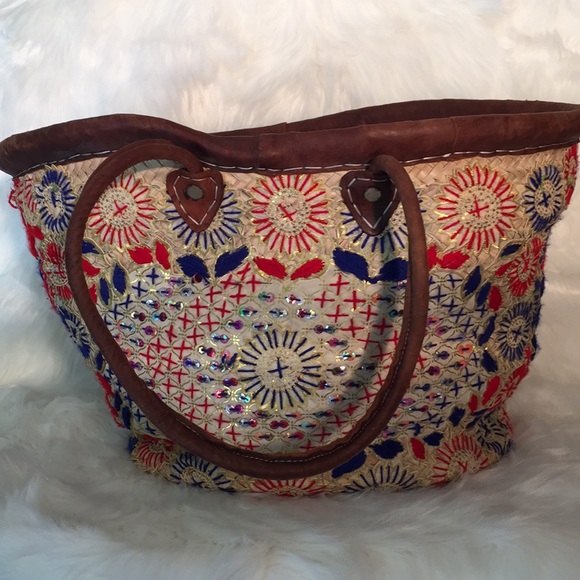 Morocco | Bags | Moroccan Woven Tote Bag With Leather Handles | Poshmark